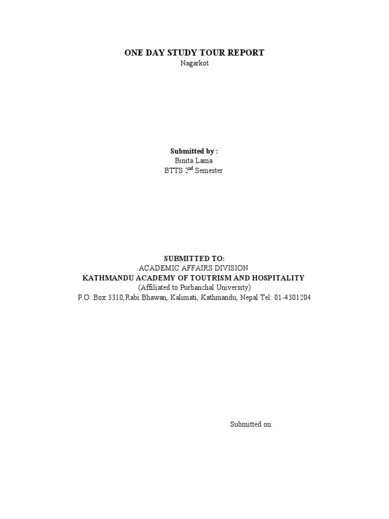 One Day Study Tour Report | PDF | Tourism | Himalayas