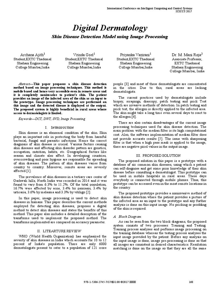 Digital Dermatology: Skin Disease Detection Model Using Image ...