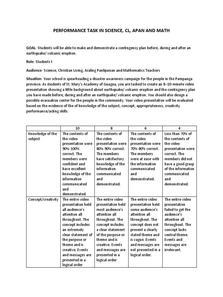 Performance Task in Science | PDF | Knowledge | Metaphysics