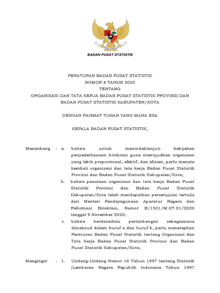 Organisasi & Tata Kerja BPS 2020 | PDF
