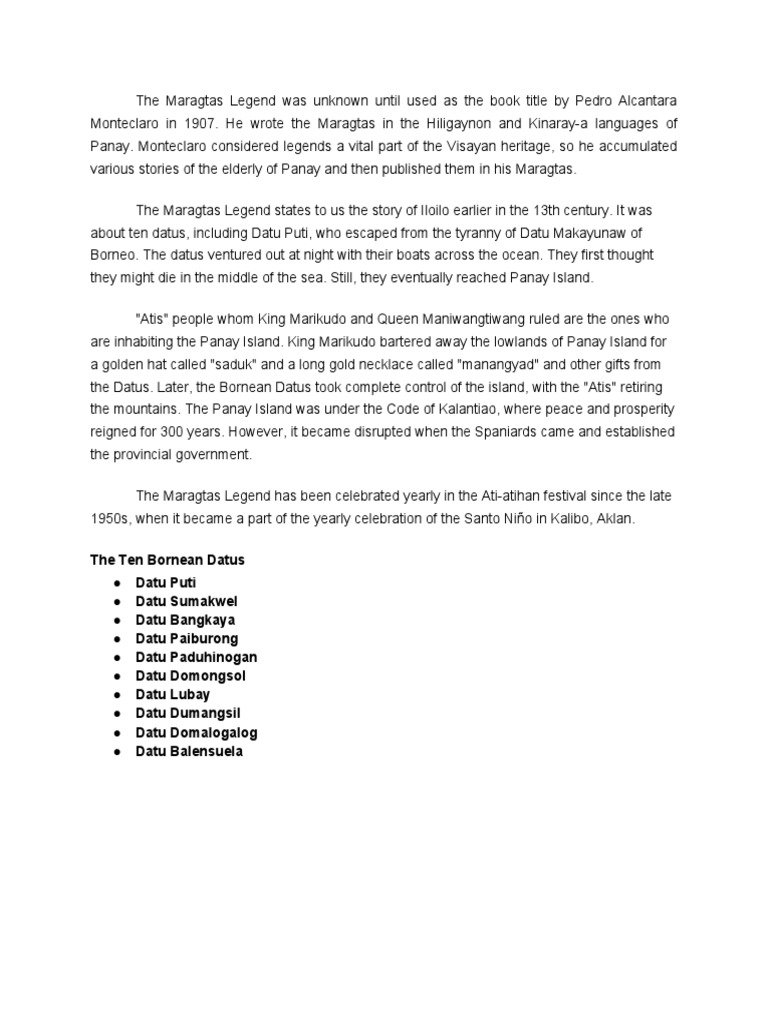 Maragtas (Summarized) | PDF | Southeast Asia | Philippines