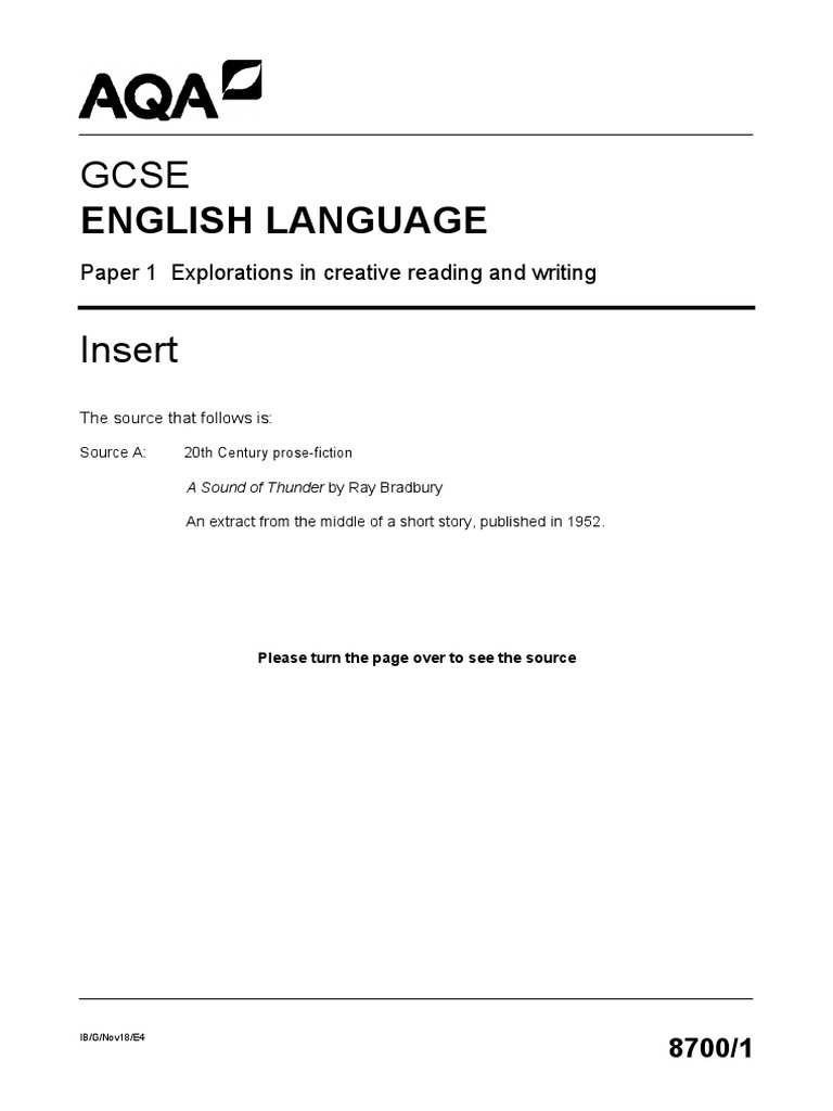 English Language: Paper 1 Explorations in Creative Reading and Writing ...