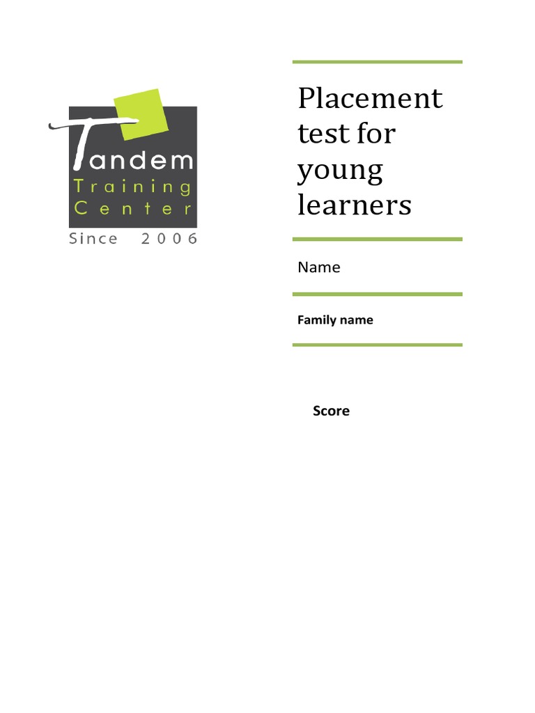 Placement Test For Young Learners | PDF