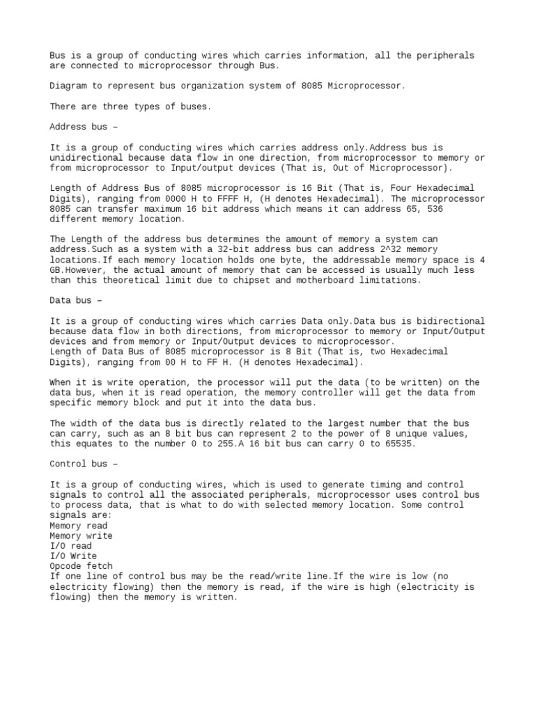 8085 Bus Structure | PDF | Microprocessor | Central Processing Unit