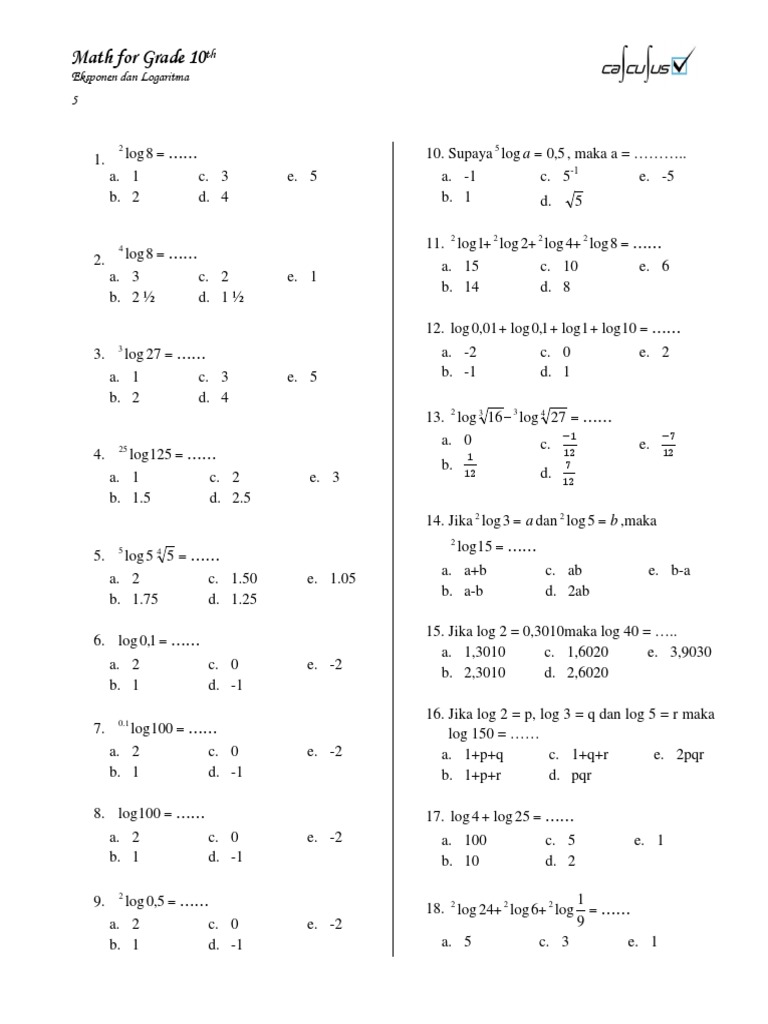 Soal Eksponen Dan Logaritma 5 | PDF