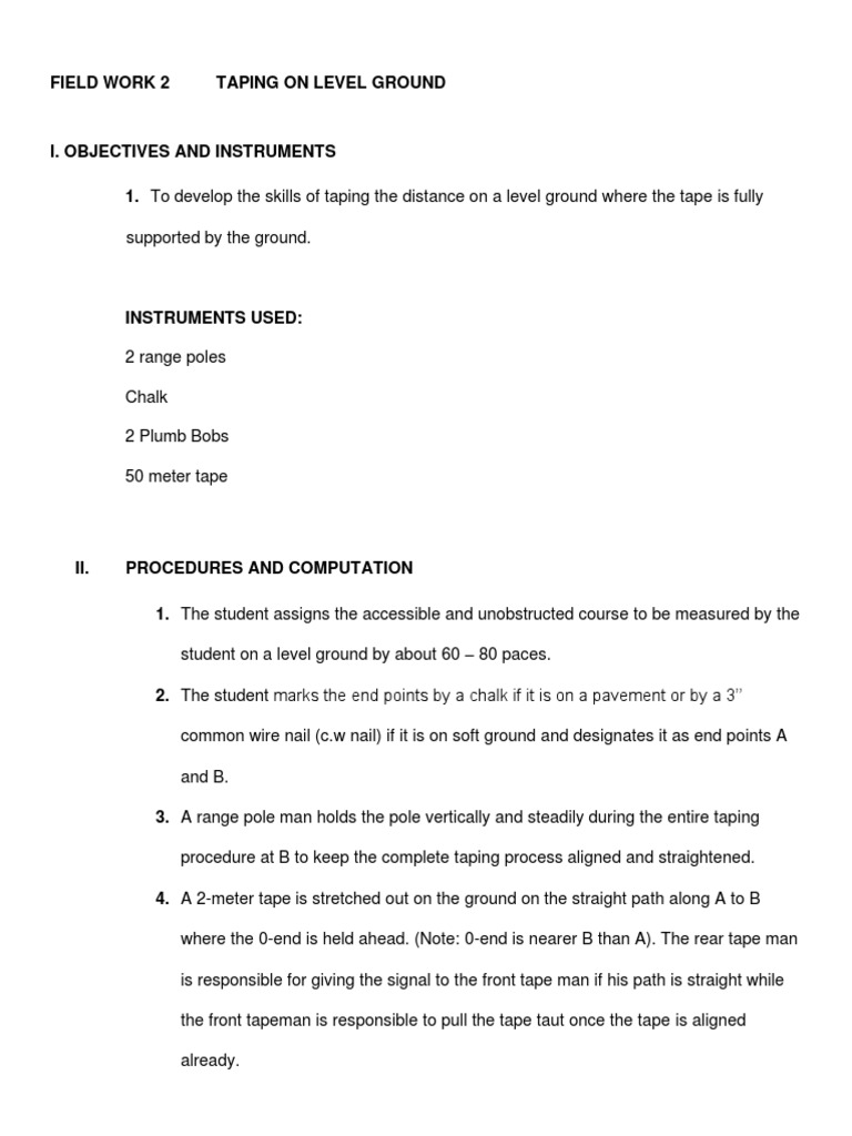 Taping Procedure on Level Ground | PDF | Teaching Methods & Materials