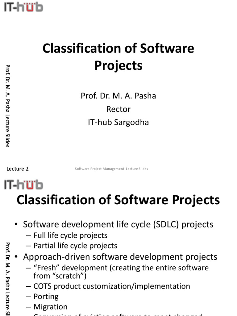 Classification of Software Projects: Prof. Dr. M. A. Pasha Rector IT ...
