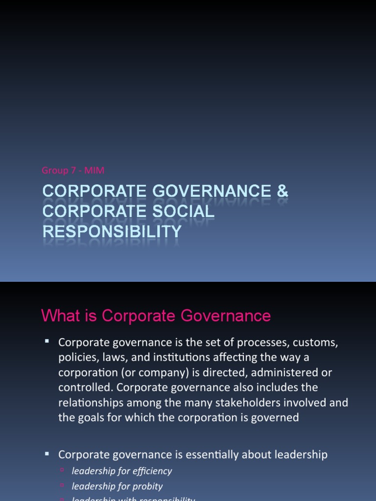 CG CSR Final | PDF | Corporate Governance | Corporate Social Responsibility