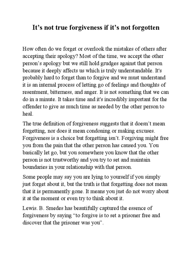 The True Meaning of Forgiveness: Letting Go of Resentment and Moving ...