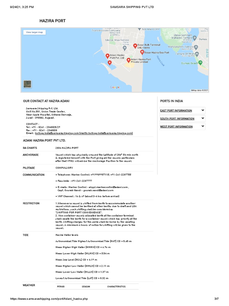 Hazira Port: Our Contact at Hazira Adani Ports in India | PDF ...