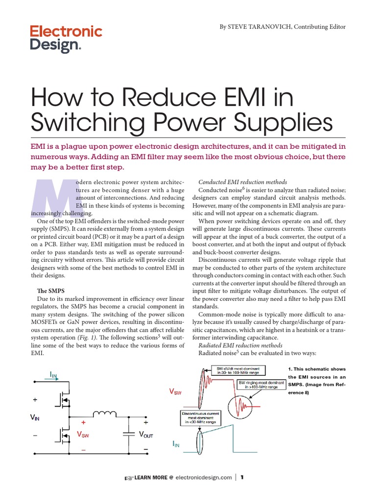 How To Reduce EMI in Switching Power Supplies | PDF | Electromagnetic ...