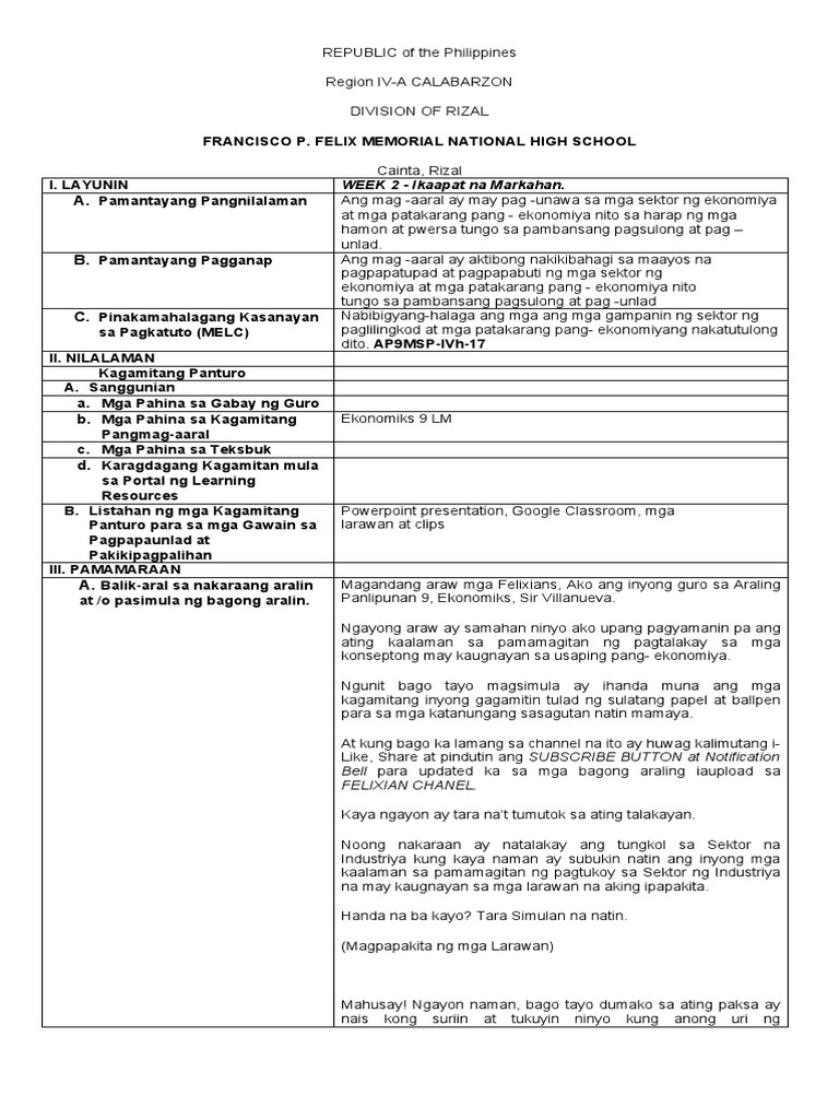 Lesson Plan Sektor NG Paglilingkod | PDF