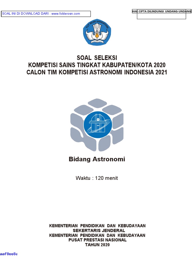 Soal KSN Astronomi 2020 | PDF