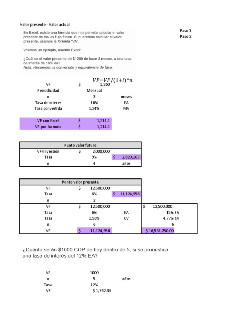 Valor Presente, Valor Futuro y Anualidades | PDF | Servicios financieros | Interés