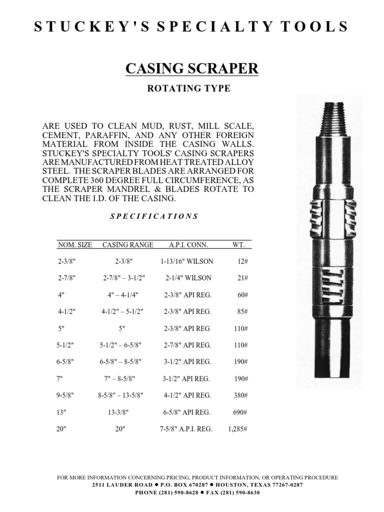 Stuckey Casing Scrapers | PDF | Casing (Borehole) | Drill