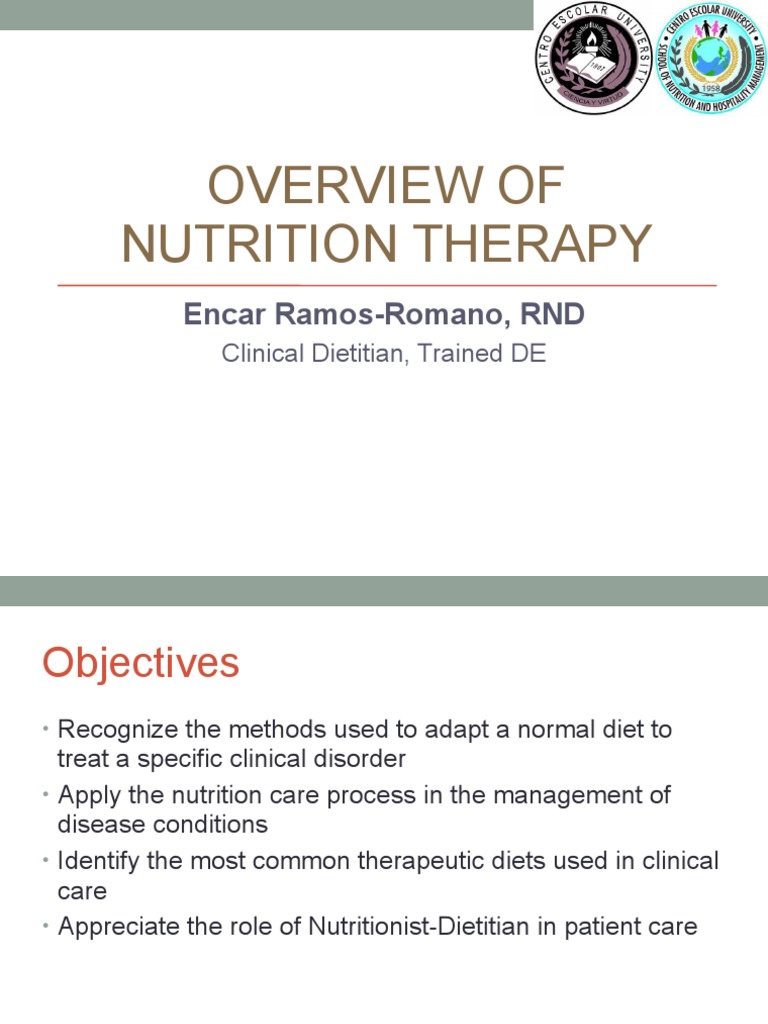 Lesson 2 - Principles of Nutrition Therapy | PDF | Dietitian | Diet ...