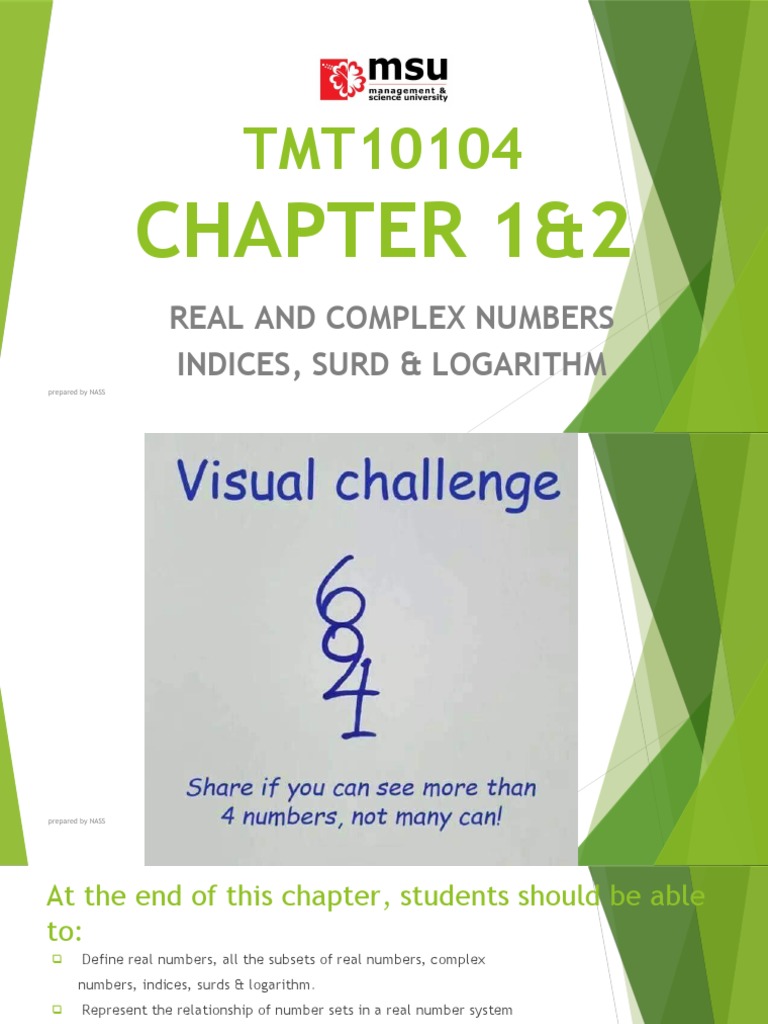 Chapter 1&2: Real and Complex Numbers Indices, Surd & Logarithm | PDF | Complex Number | Numbers