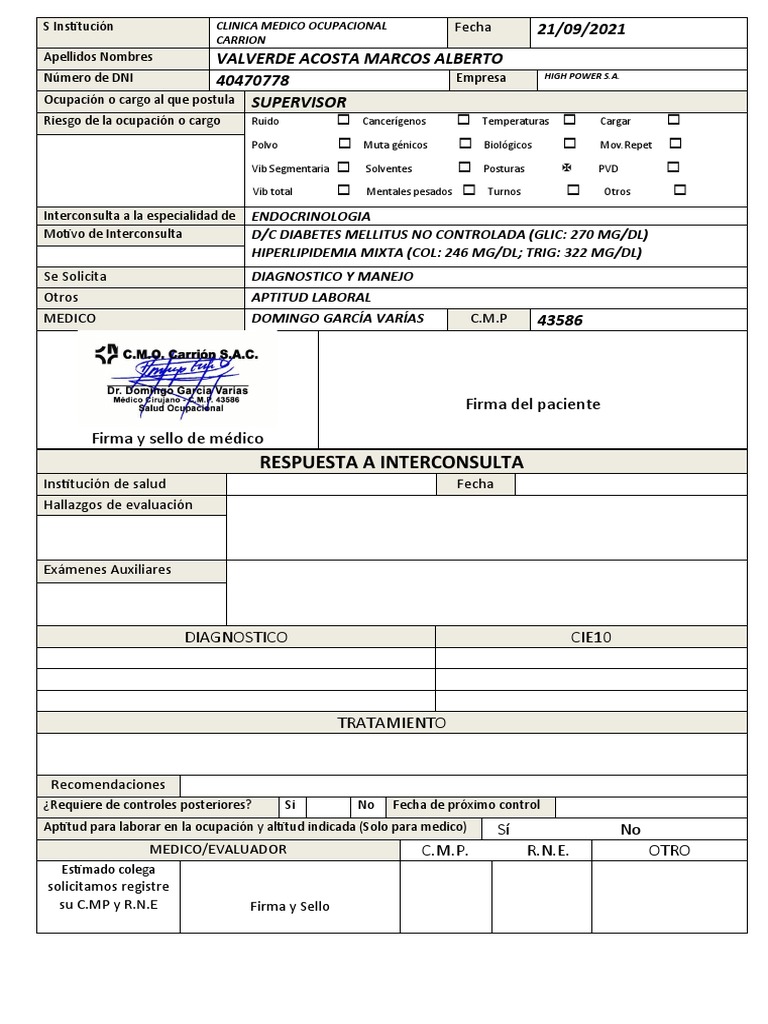 Formato para Interconsulta | PDF