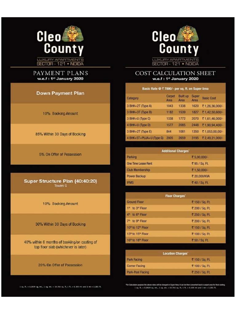 PriceList - ABA Cleo County - 99acres | PDF
