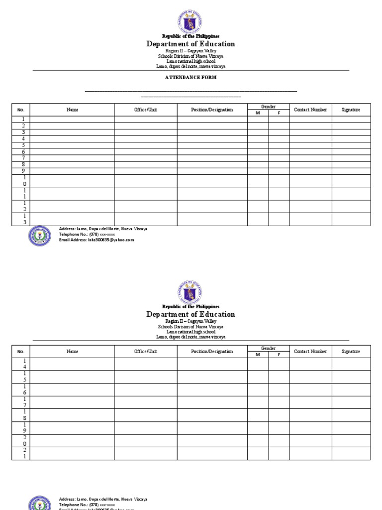 HRD Attendance-Form | PDF