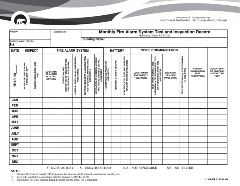 Monthly Fire Alarm Test Sheet | Download Free PDF | Equipment ...