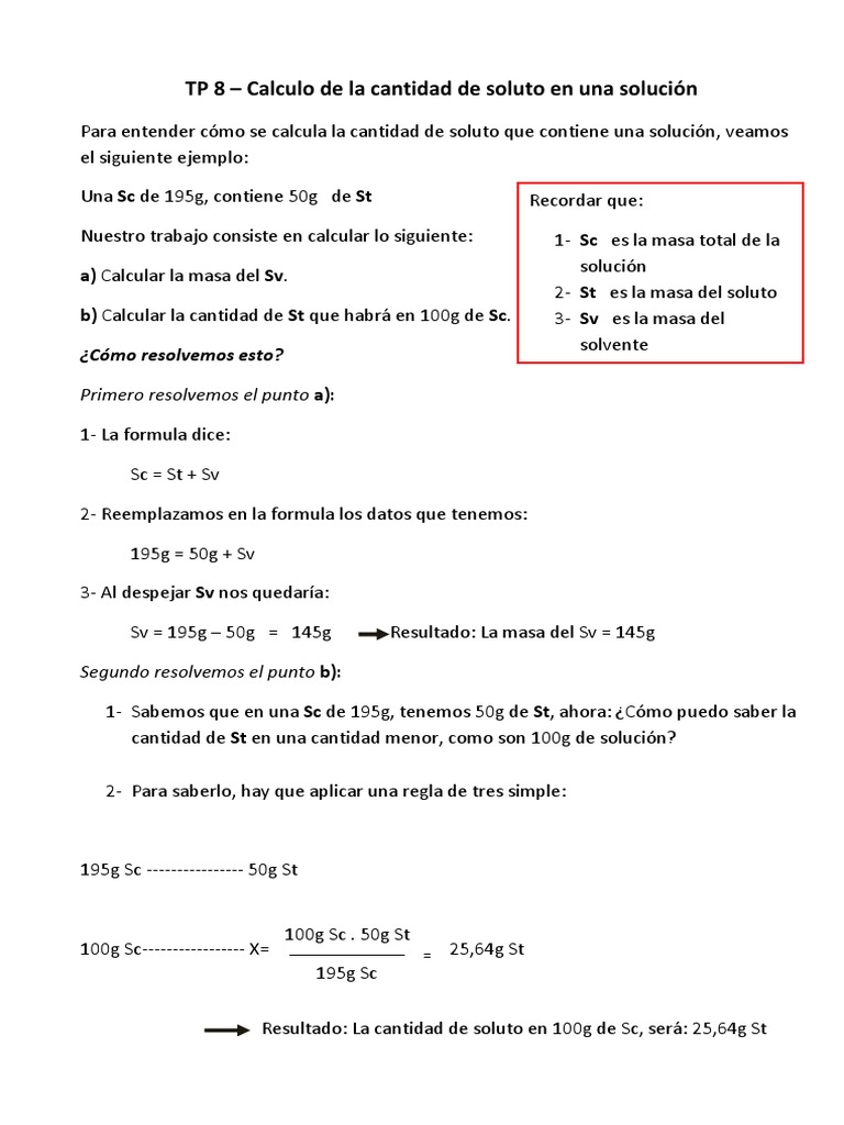 TP 8 - Cantidad de Soluto en Una Solución | PDF
