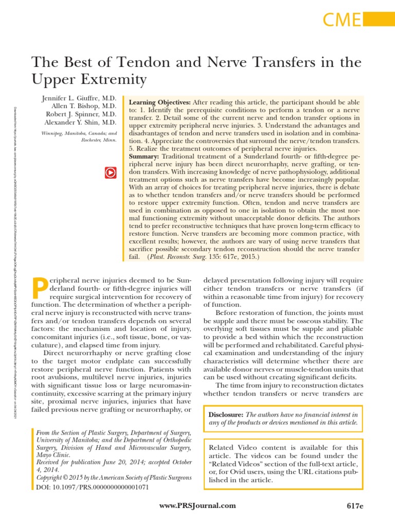 The Best of Tendon and Nerve Transfers in The Upper Extremity | PDF ...