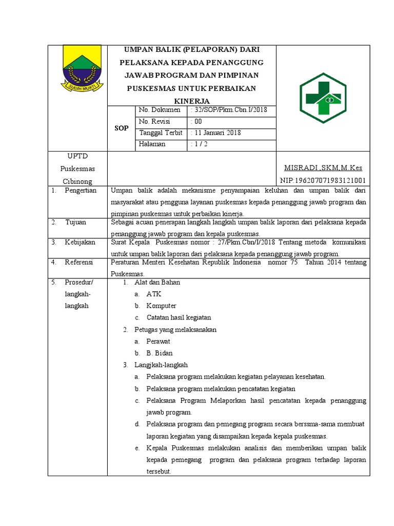 Sop - Umpan Balik (Pelaporan) | PDF | Bisnis