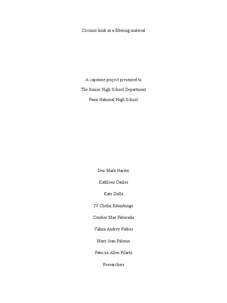 Coconut Husk As A Filtering Material | PDF | Water | Wastewater