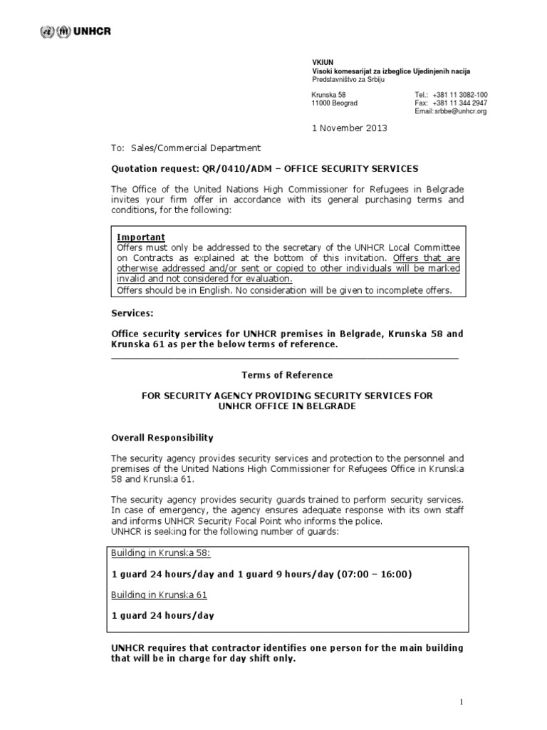 Office Security Services Quotation | PDF | Employment | Security Guard