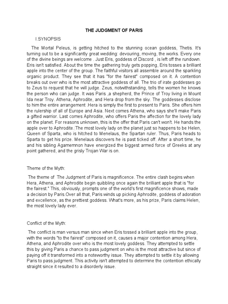 The Judgment of Paris | PDF | Paris (Mythology) | Trojan War