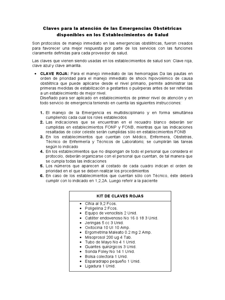Claves para Emergencias Obstétricas | PDF | Cuidado de la salud ...