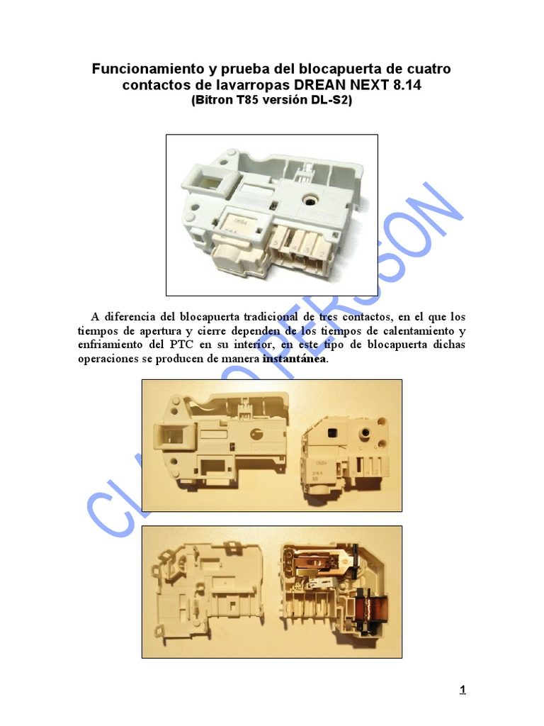 Funcionamiento del blocapuerta de cuatro contactos Bitron T85 DL-S2 | PDF | Inductor | Bienes ...