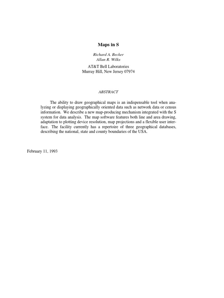 Maps in S: Richard A. Becker Allan R. Wilks | PDF | Latitude | Map