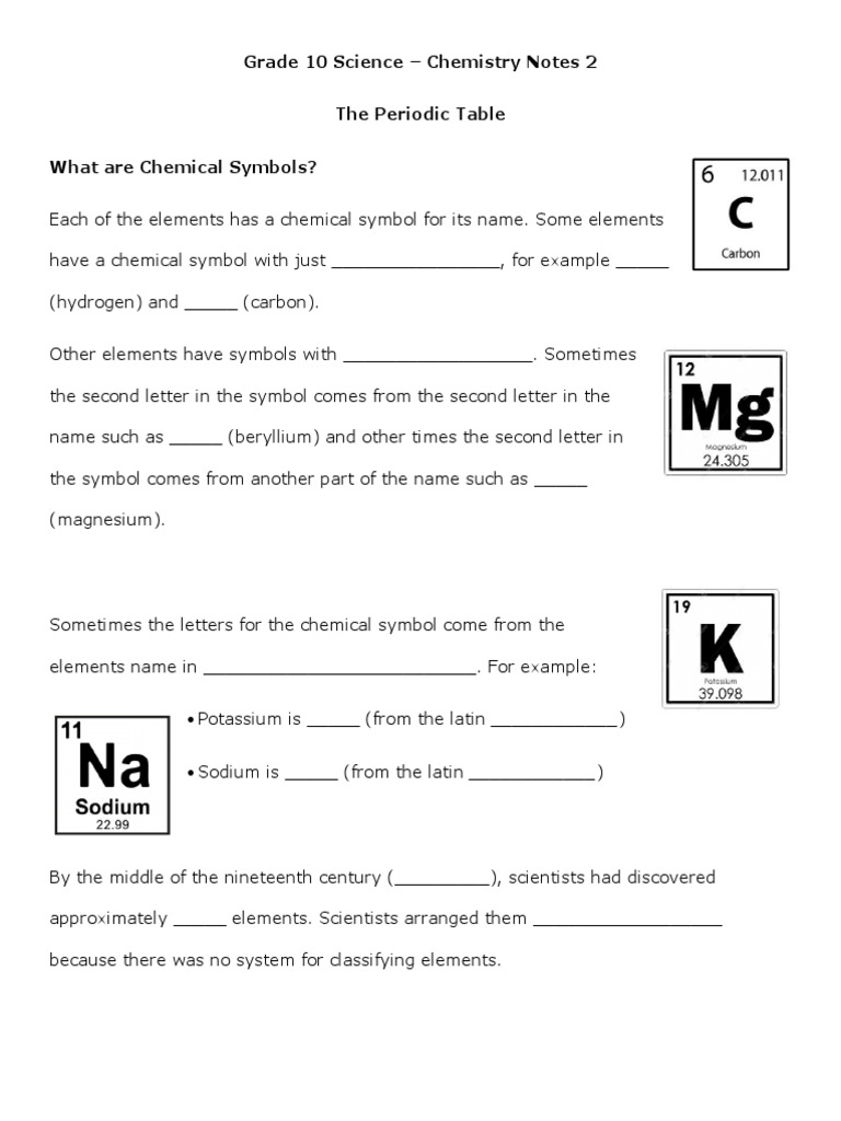 Chemistry Notes 2 - The Periodic Table Frame Notes | PDF | Periodic ...
