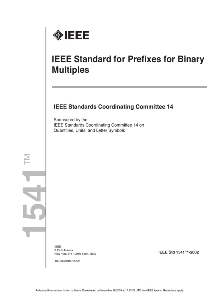 1541-2002 - IEEE Standard For Prefixes For Binary Multiples | PDF | Byte | Computing