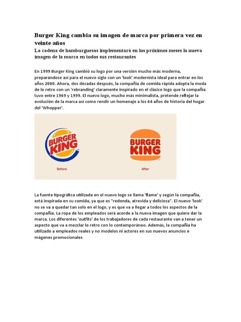 Burger King Cambia Su Imagen de Marca Por Primera Vez en Veinte Años ...