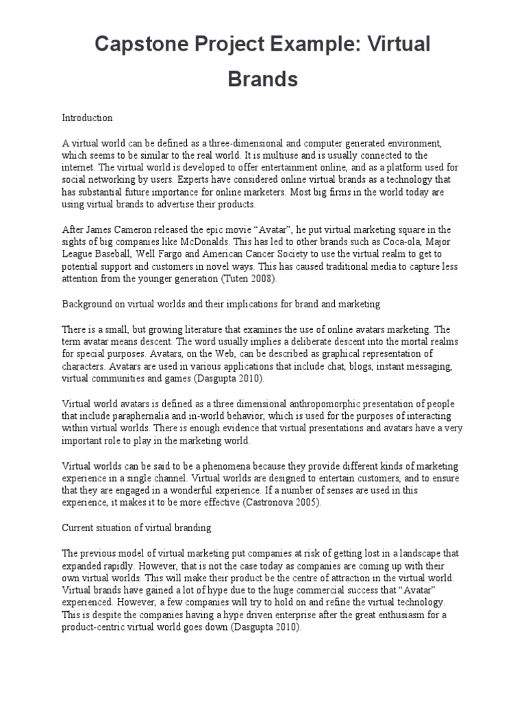 Capstone Project Example: Virtual Brands | PDF | Virtual World ...