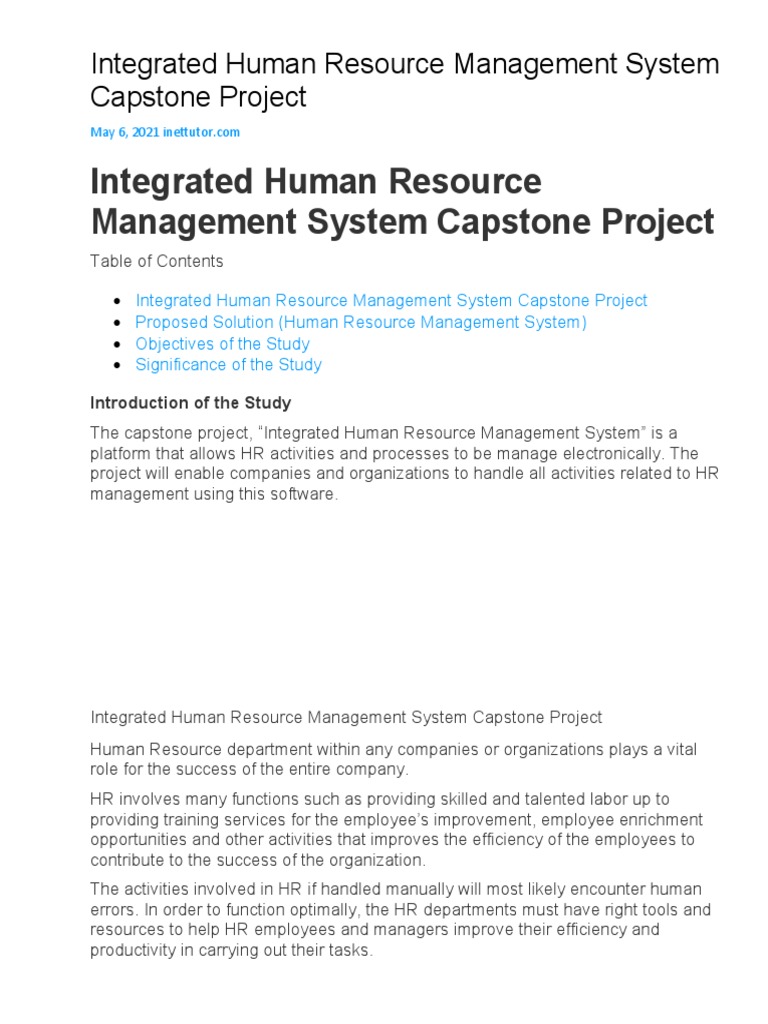 Integrated HR Management System Project | PDF | Human Resource ...