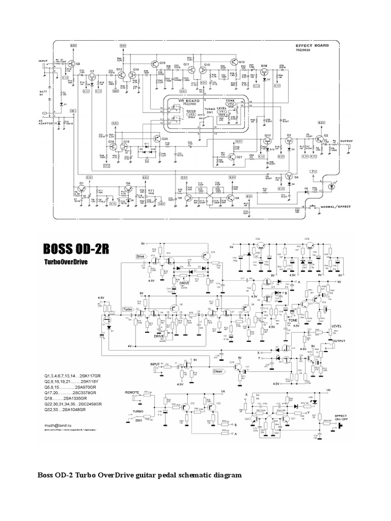 Boss Od-2 Turbo Overdrive Guitar Pedal Schematic Diagram | Download ...