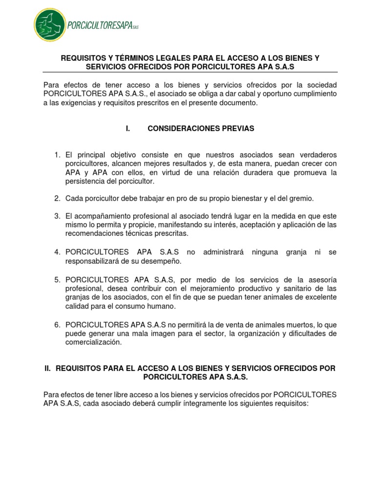 Requisitos Acceso Bienes y Servicios APA | PDF | Alimentos | Libertad