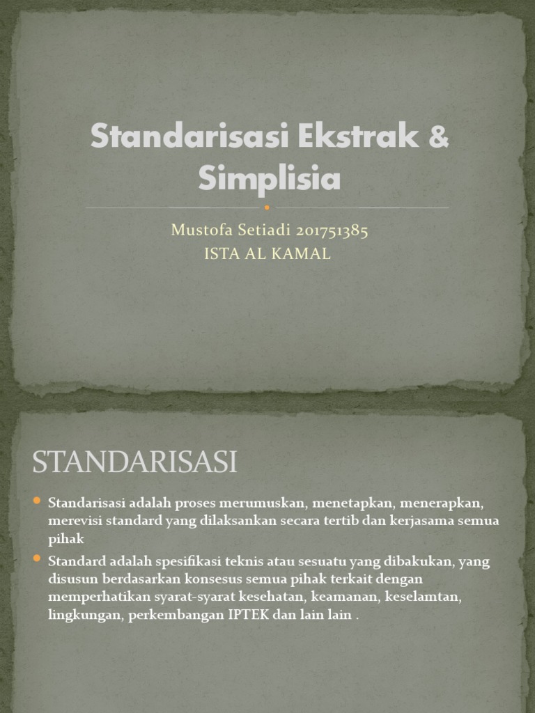 Standarisasi Ekstrak Dan Simplisia | PDF