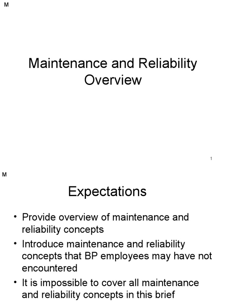 Maintenance and Reliability Overview 2 - 5 - 07 BP | PDF | Reliability Engineering | Performance ...