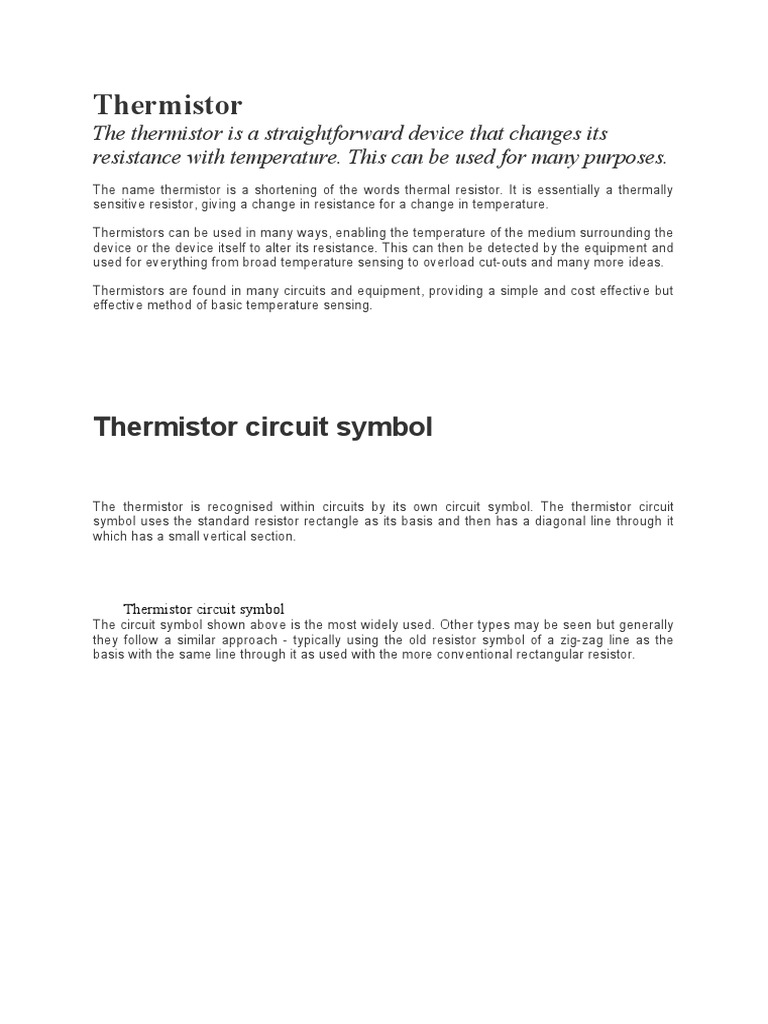 Thermistor Circuit Symbol | PDF | Electrical Resistance And Conductance ...