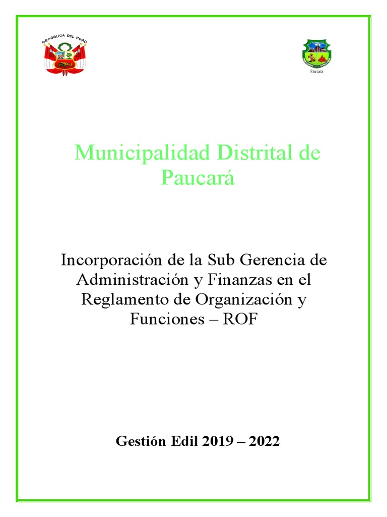 Rof - Reglamento de Organización y Funciones - Administracion | Descargar gratis PDF | Gobierno ...