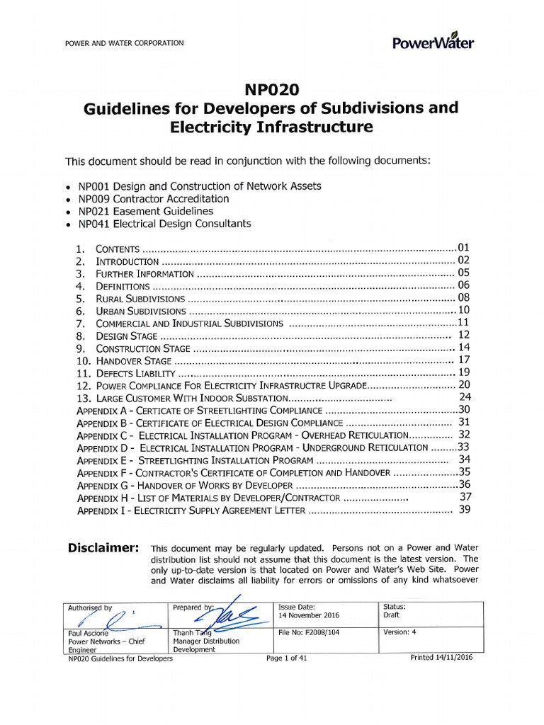 Subdivision Guidelines in Electrical Power and Water Distribution ...