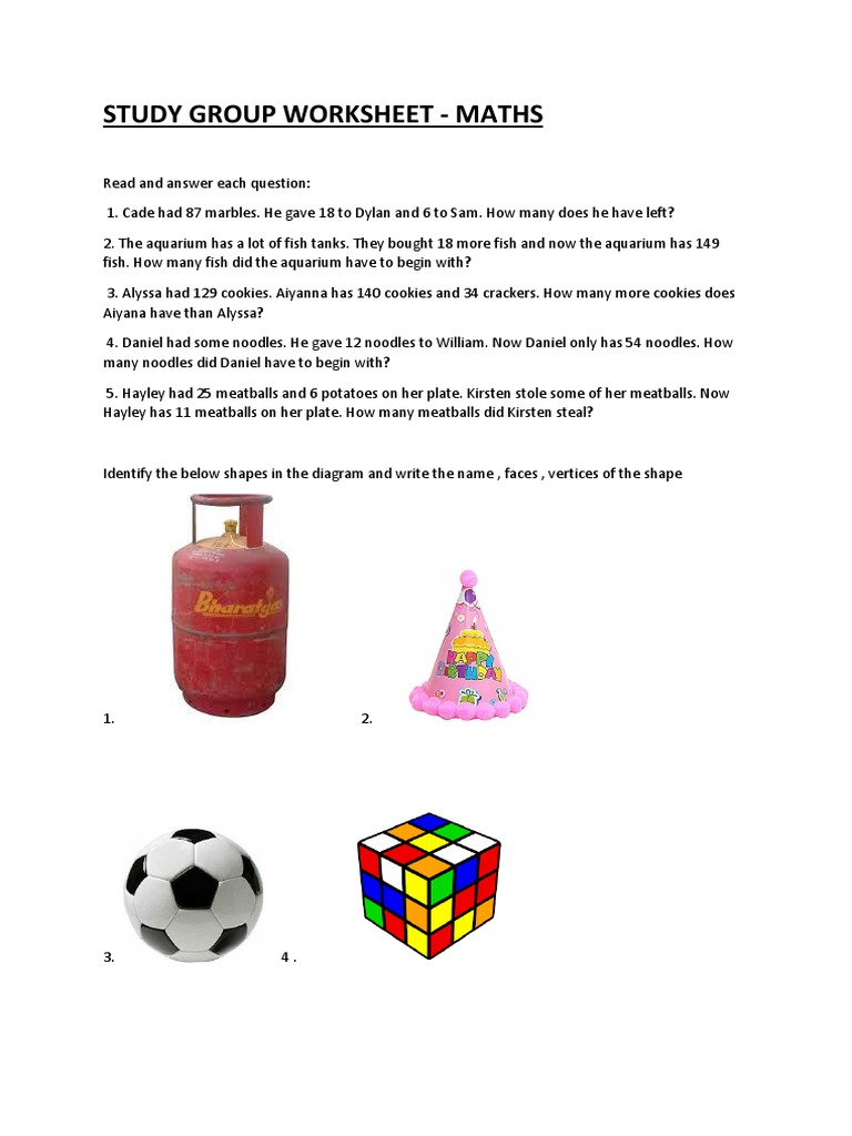 Study Group Worksheet - Maths | PDF | Sports & Recreation | Wellness