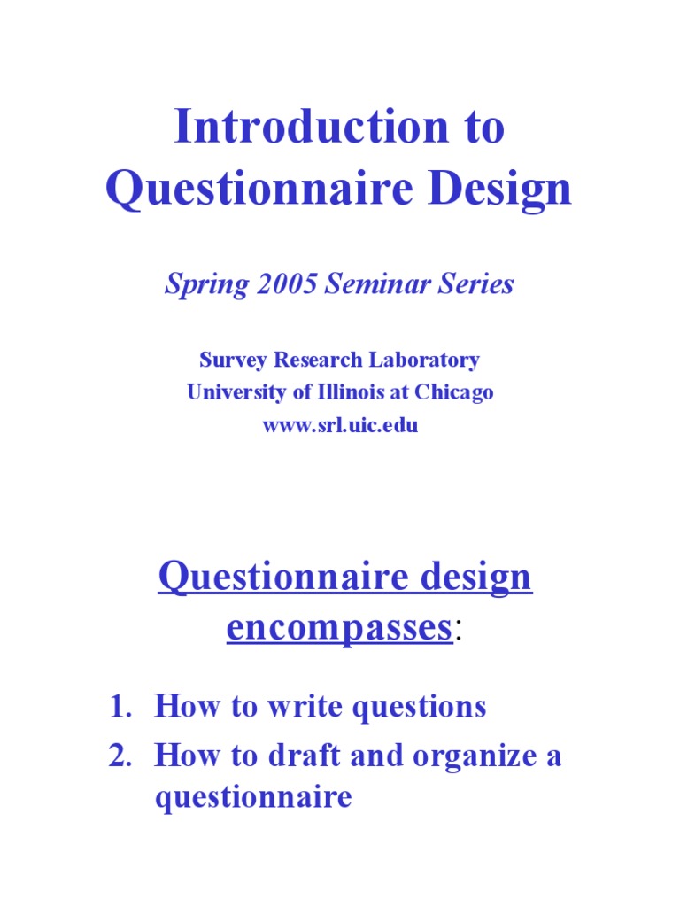 Introduction To Questionnaire Design | Download Free PDF ...
