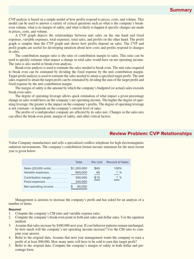 CVP Analysis for Manufacturing Execs | PDF | Business Economics | Economies