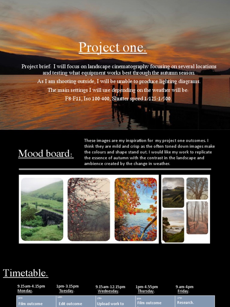 Project One Planning | PDF | Camera | Photography Equipment